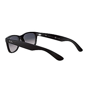 Ray-Ban unisex adult RB2132 New Wayfarer Polarized Sunglasses, Matte Black/Polarized Blue Gradient Grey, 55 mm US