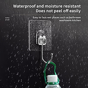 YHmall Wall Hooks 22lb(Max) Transparent Seamless Coat Hooks,Waterproof and Oilproof,Bathroom Kitchen Heavy Duty Self Adhesive Hooks (10,Pro Max)