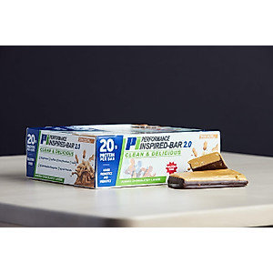 Performance Inspired Nutrition Protein Bar 2.0 – 20G Protein, 6G Fiber, 4G MCTs, 1 Billion CFU Probiotics – Gluten-Free – Peanut Butter Flavor – 12 Count