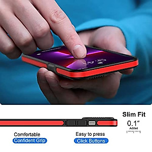 Casus Shockproof Translucent Matte Hard Back Cover with Soft Silicone Grip Frame Slim Thin Designed for iPhone 14 Pro Max Case (2022) - Red|Black