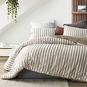 Byourbed Velvet Crush - Coma Inducer® Oversized King Duvet Cover Set - Ridged Silvery Beige