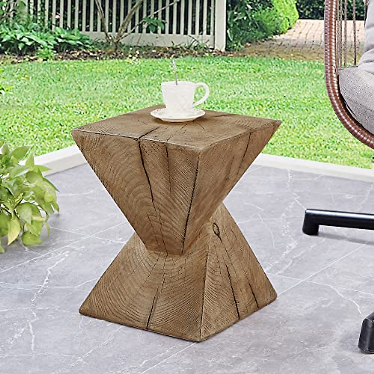 Ball & Cast Faux Wood Stump End Table Concrete Accent Side Table MgO Sofa Table Stand Stool, Natural Set of 1