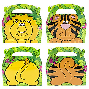 Safari Zoo Animals Treat Gift Boxes Birthday Party Favor Jungle Theme 12 Pack By Super Z Outlet