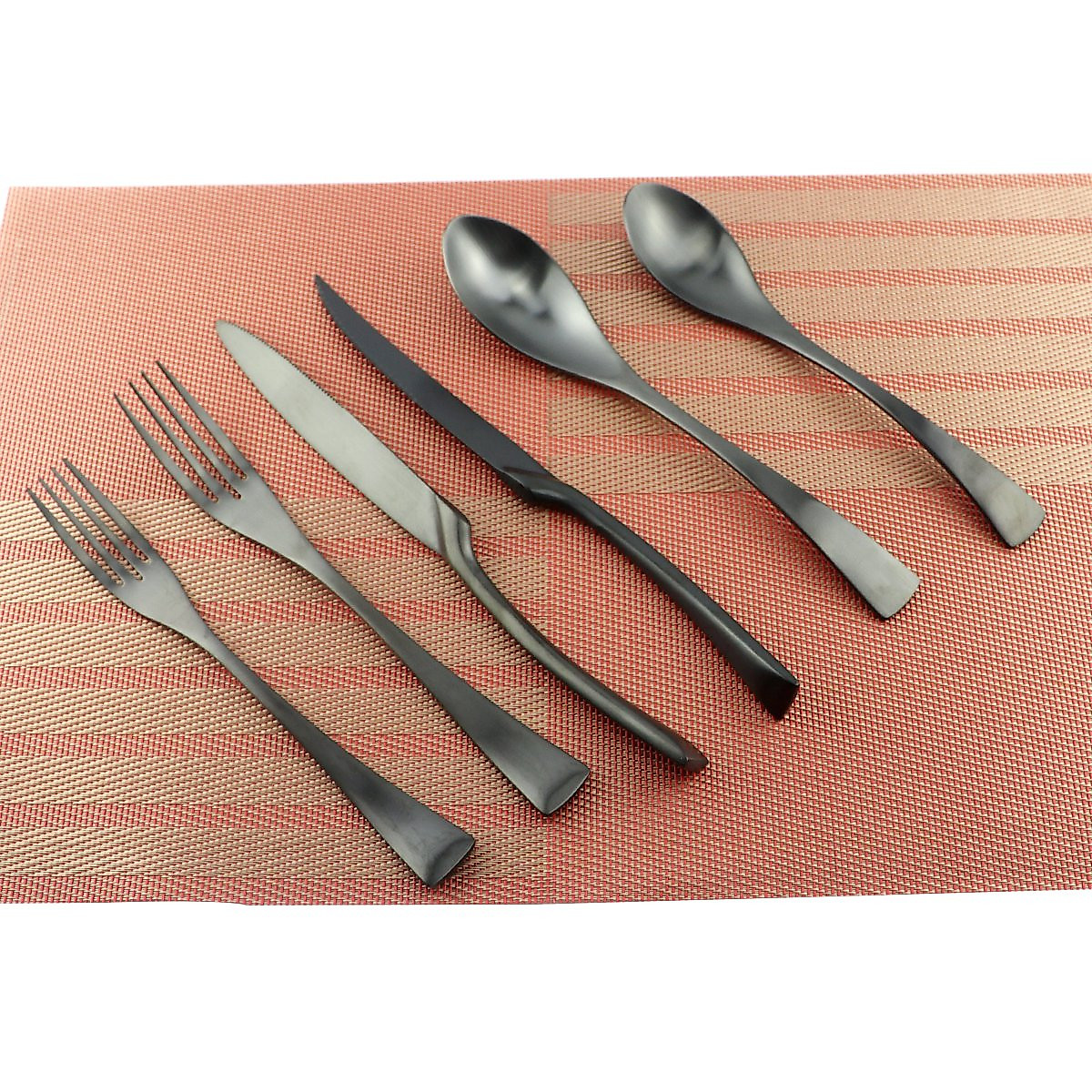 Uniturcky 24-Piece Flatware Set,Extra Thick Heavy Duty - 18/10 Stainless Steel Cutlery Sets,High Matte Black Finish Silverware Flatware Sets Service for 4,Use for Home,Kitchen Utensil Sets