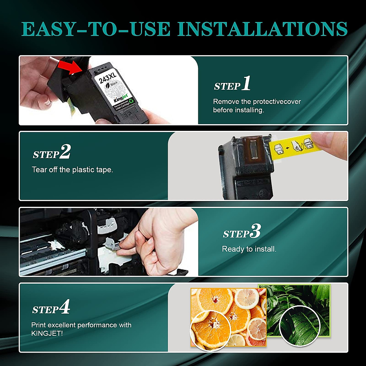 Kingjet Remanufctured Replacement for Canon PG-243 CL-244 PG-245XL CL-246XL for Canon MG2522 Ink Cartridges for Pixma MX492 TS3122 MG2922 MG2520 MG2920