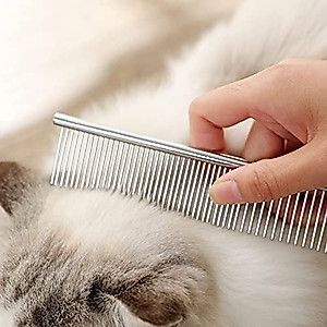 Dog Combs Cat Combs 3 Pack Pet Combs Stainless Steel Metal Comb Wide Tooth Comb&Dense Tooth Comb Flea Comb for Cats Dogs Dog Grooming Comb-Silver