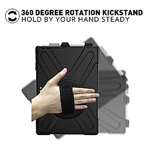 ZenRich Surface Pro 7 Plus/Pro 7 / Pro 6 / Pro 5 / Pro 4 / Pro LTE Case with Pencil Holder, Rotatable Stand, Hand Strap and Shoulder Belt Heavy Duty Shockproof Full Body Protective-Black