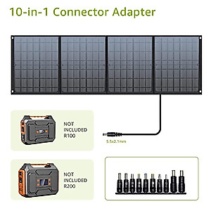 Portable Solar Panel 40W, Foldable Solar Charger for Outdoor Solar Generator Power Station, Adjustable Kickstand,10 in 1 Connectors,DC to DC Cable,USB QC3.0 Output for Camping RV Road Trip Adventure
