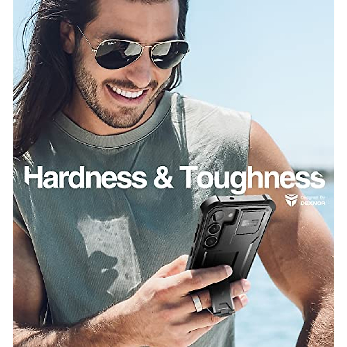 Dexnor Full Body Case for Samsung Galaxy S23 5G/6.1 inches, [Extra Front Frame] Heavy Duty Military Grade Protection Built-in Screen Protector and Kickstand for Galaxy S23 5G,Black