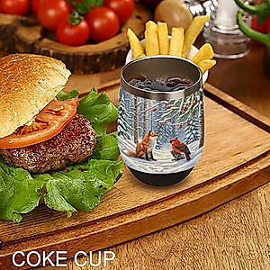WYUSPGK 304 Stainless Steel Insulated Cup, Winter Snow Fox Print Smooth Rim, Durable & Reusable - Perfect for Office, Home, And Travel