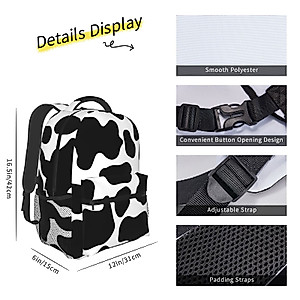 Aisquw Black And White Cow Print Backpack Large-Capacity School Bag Laptop Portable Backpack For Travel Office Shopping (Black White Cow)