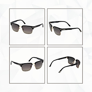 Tom Ford FT0367 River 01D 57MM Shiny Black/Gold/Grey Gradient Polarized Square Sunglasses for Men + BUNDLE with Designer iWear Eyewear Kit