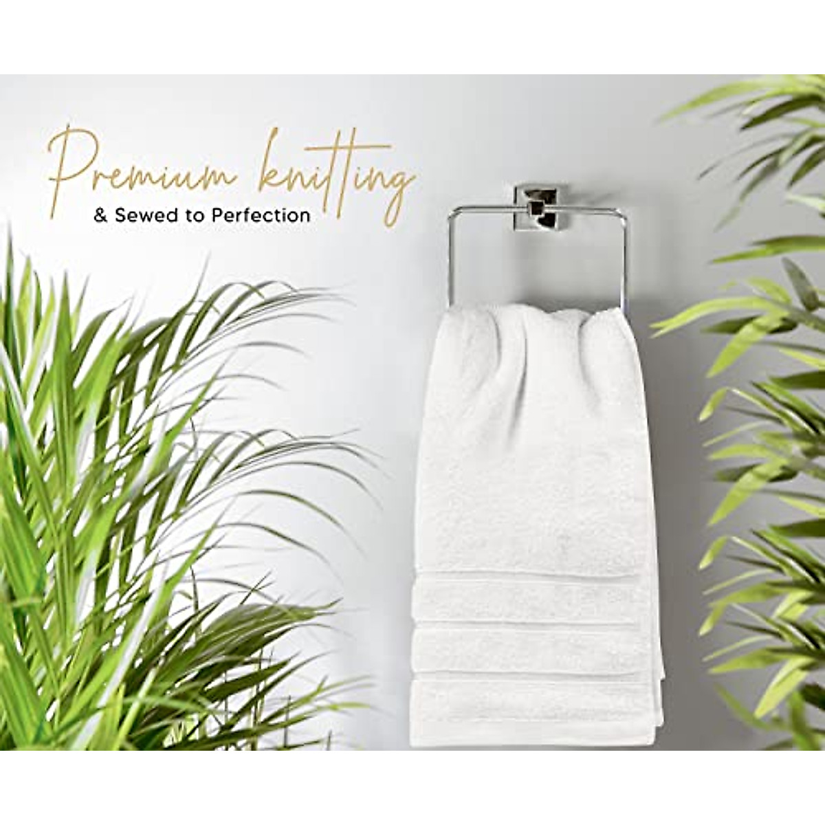 Utopia Towels - 6 Pack Viscose Hand Towels Set, (16 x 28 inches) 100% Ring Spun Cotton, Ultra Soft and Highly Absorbent 600GSM Towels for Bathroom, Gym, Shower, Hotel, and Spa (White)