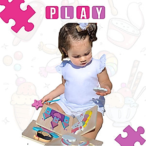 Princess Jigsaw Puzzle and Wand Set - Storage Bag Included - Rainbow, Unicorn and Castle Set - Puzzle for Toddlers 1-3