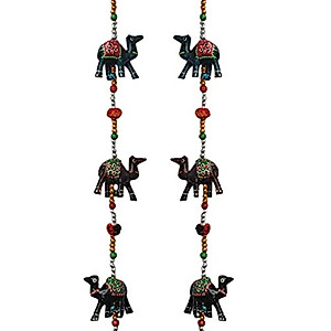 Garden Of Arts Indian Traditional Hanging 5 Layer Door Hanging, Wall Hanging, Decorative Hanging of 28 Inches Set of 2