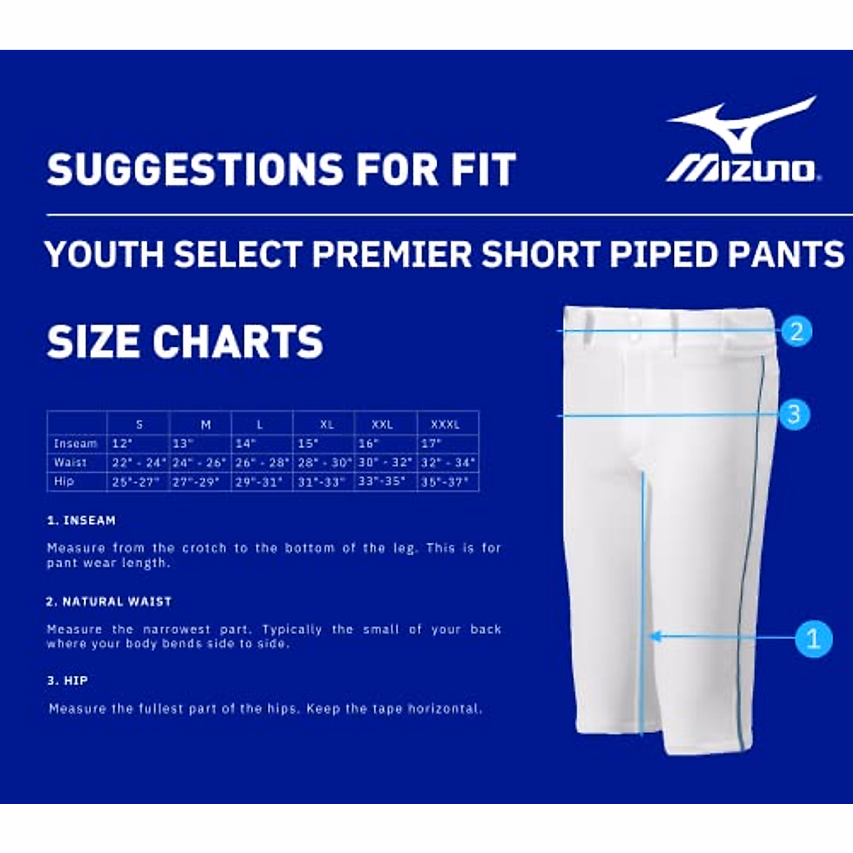 Mizuno Boys Youth Premier Short Piped Pant S White-Black, White/Black, Small US