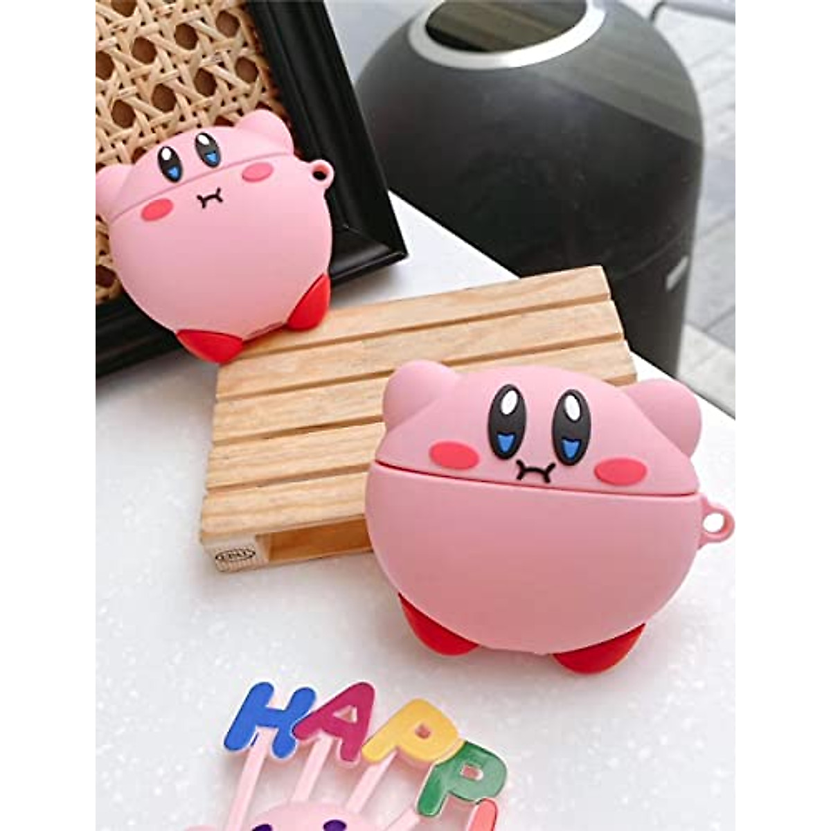 Cartoon Case Compatible with Apple AirPods Pro Case Cover Silicone Shockproof Slim Ultrathin Cute Protective Case Anti-Fall Headphone Case (Pink Monster, Airpods Pro)