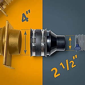 POWERTEC 70322 4" to 2-1/2" Reducer and 4" Dust Control Flex Cuff with Hose Clamps , Black