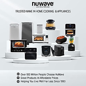 Nuwave Bravo XL Air Fryer Toaster Smart Oven, 12-in-1 Countertop Grill/Griddle Combo, 30-Qt XL Capacity, 50F-500F adjustable in precise 5F increments. Integrated Smart Thermometer, Linear T Technology