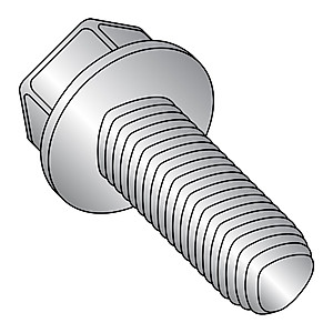 18-8 Stainless Steel Thread Rolling Screw for Metal, Passivated Finish, Hex Washer Head, Metric, M6-1.0 Thread Size, 30 mm Length (Pack of 25)