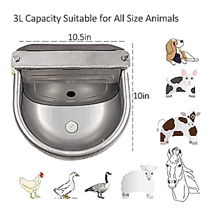 Automatic Water Bowl Dispenser for Dog Large Size Stainless-Steel Waterer Feeder Self Filling Trough for Poultry and Livestock