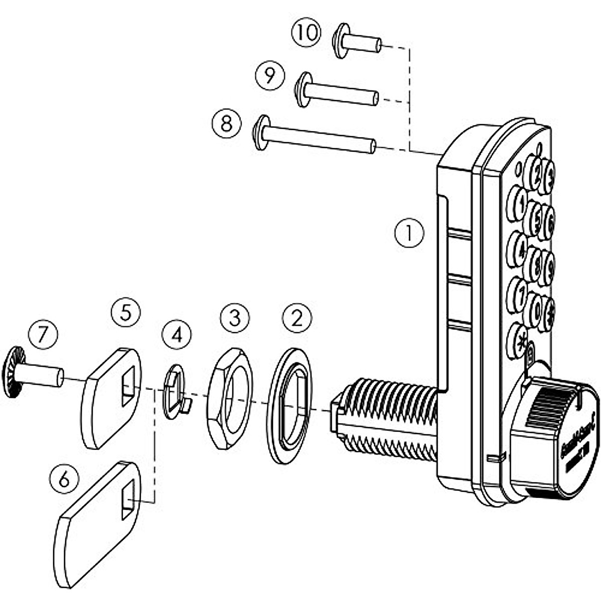 FJM Security Products Combi-Cam E, 7910-K10, Electronic Cabinet Lock, Black Finish, Small
