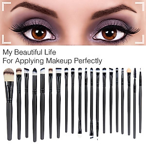 EmaxDesign 20 Pieces Makeup Brush Set Professional Face Eye Shadow Eyeliner Foundation Blush Lip Makeup Brushes Powder Liquid Cream Cosmetics Blending Brush Tool
