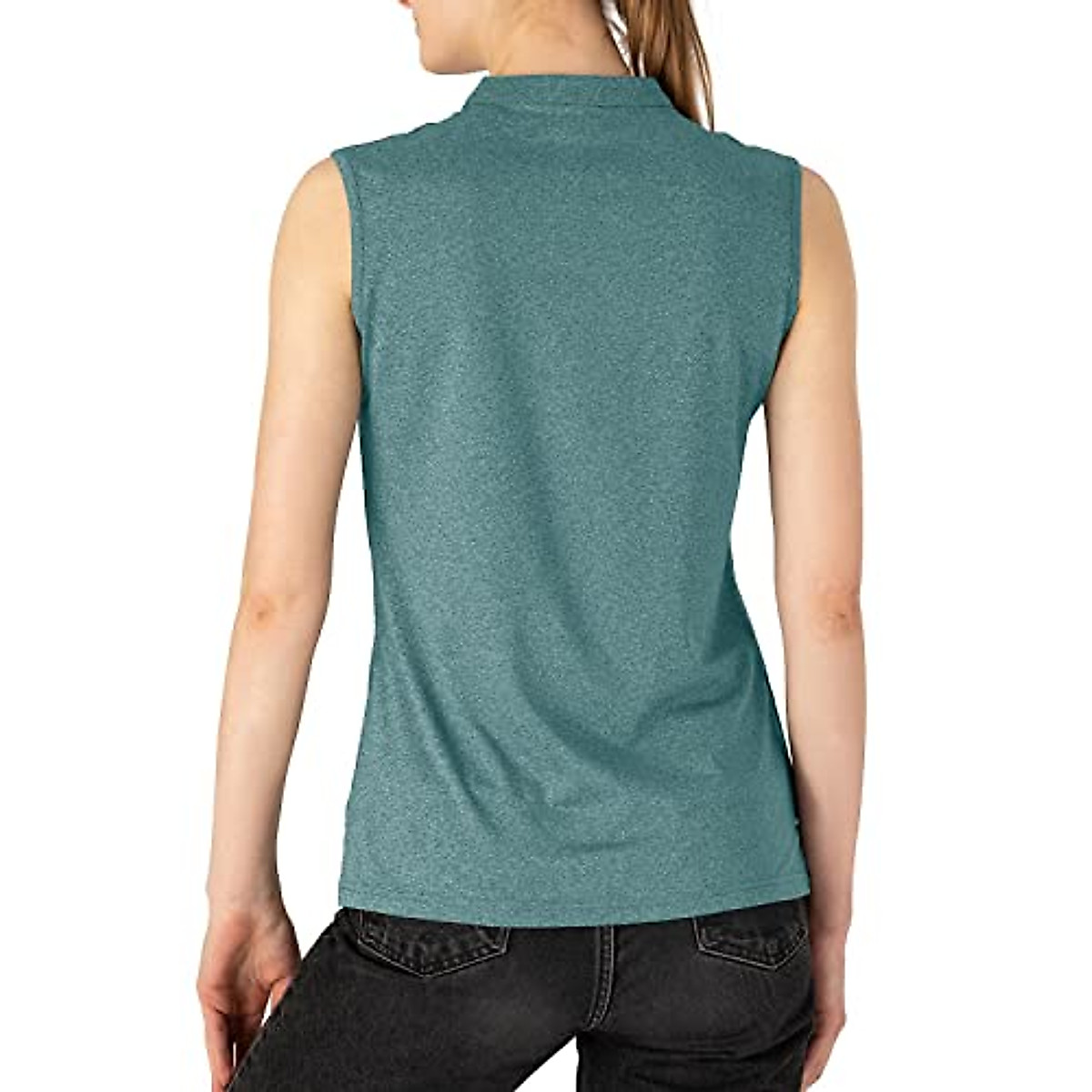 Rdruko Women's Golf Polo Sleeveless Lightweight Quick Dry Workout Tank Tops(Blackish Green, US M)