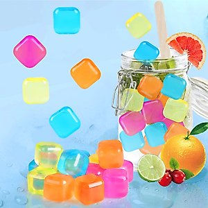 Tngan Reusable Ice Cube, 65 Pack Reusable Ice Cubes for Drinks, Washable Non-Melting Plastic Ice Cubes BPA Free, Refreezable Ice Cubes for Whiskey, Cocktails, Wine, Coffee (Multicolor)