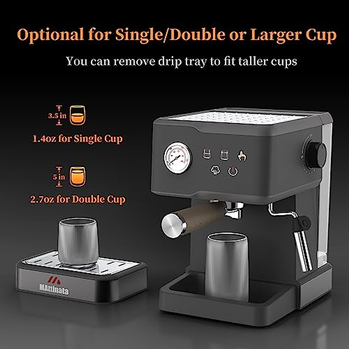 MAttinata Espresso Machine, Professional 20 Bar Espresso Maker with Milk Frother and Steamer, Retro Coffee Maker for Home Latte Cappuccino for Cappuccino Latte Gifts
