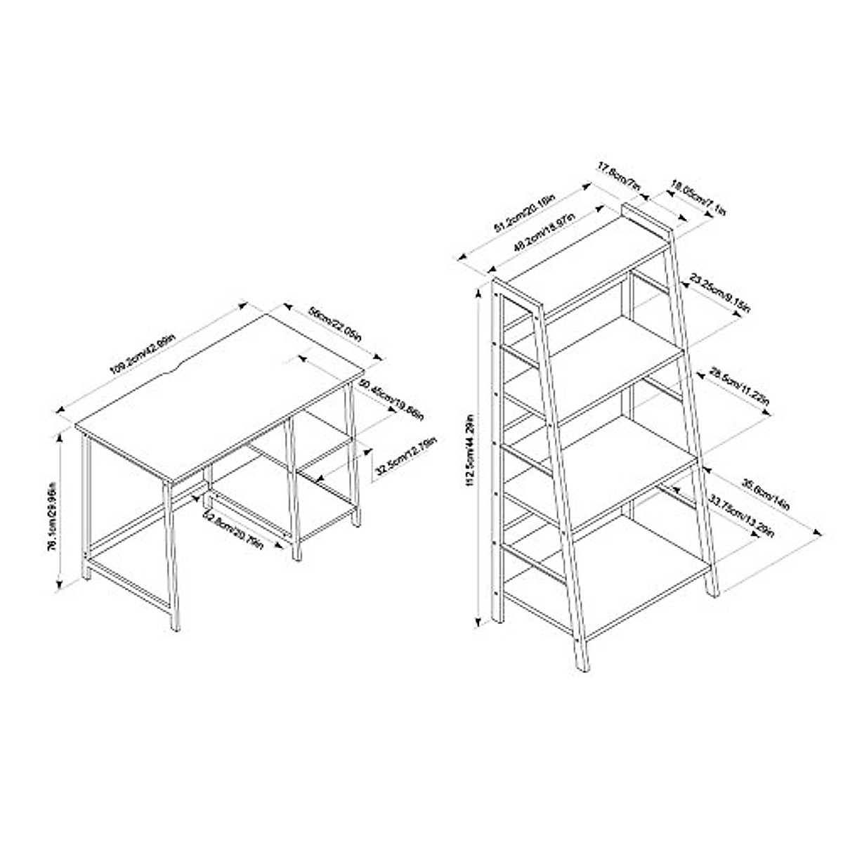 Signature Design by Ashley Soho Modern Home Office Desk & 4-Shelf Bookcase Set, Reclaimed Wood