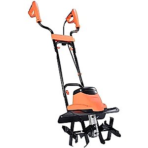 Kapoo Working Depth Electric Tiller Electric Garden Tiller Electric Cultivator 14 Inch 8.5 Amp Tilling Width 8-Inch bb06, Black Orange