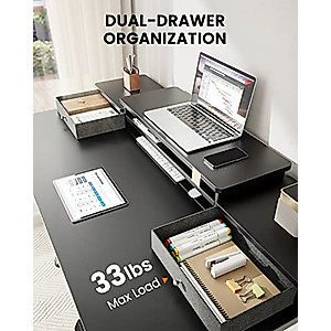 Ergear ErGear Electric Standing Desk with Double Drawers, 48x24 Inches Adjustable Height Sit Stand Up Desk, Home Office Desk Computer Workstation with Storage Shelf, Black (EGESD5B-1)