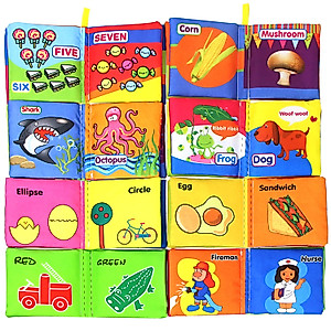 Coolplay Baby's First Non-Toxic Soft Cloth Book Set, Crinkle Books Friction with Rustling Sound - Pack of 8