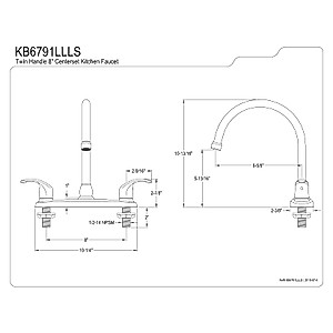 Kingston Brass KB6791LLLS 8" Centerset Kitchen Faucet, Polished Chrome