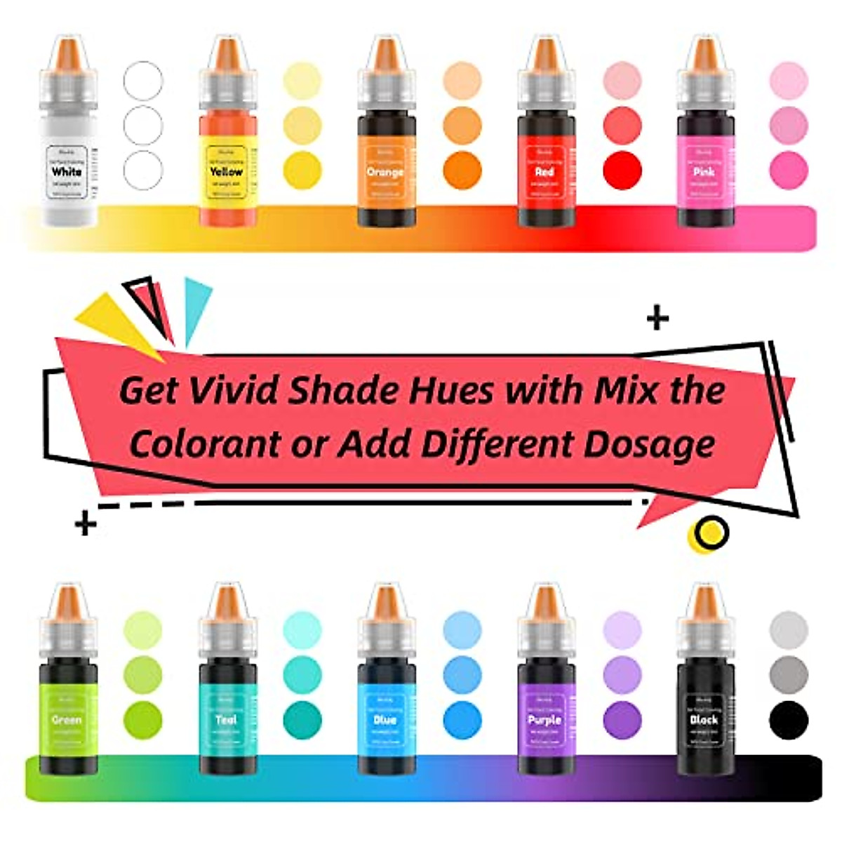 Vibrant Gel Food Coloring Set - 10 Neon Edible Colors for Baking