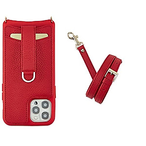 Vaultskin Victoria Crossbody iPhone Leather Wallet Case, Fashionable Bumper for Cards and Cash - Holds up to 8 Cards (iPhone SE (2 & 3 Gen), 6/7 / 8, Red, Leather Strap)