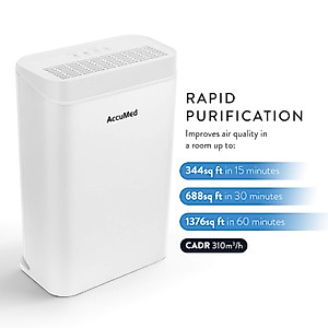 AccuMed HEPA Air Purifier, Removes Pet Hair and Smoke, White (A310W)