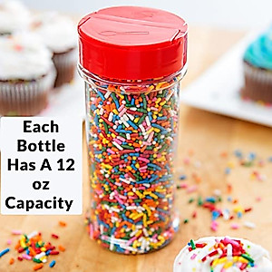 Skyway Supreme 12 OZ Clear Plastic Spice Bottles Seasoning Containers Jars - Set of 3 - Flap Cap with Pour and Sifter Spice Shaker - Durable Refillable Perfect For Herbs Spices and Rubs - BPA Free