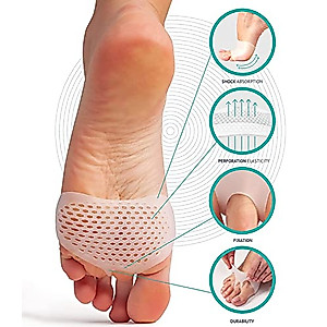 Metatarsal Pads Ball of Foot Cushions - Metatarsal Pads for Women and Men - Soft Gel Foot Pads Metatarsal Foot Forefoot Cushioning Foot Pain Relief -Bunion Corrector Cushion,Soft & Breathable-6 Pieces