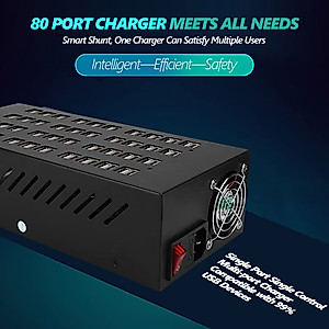 Bewinner USB Charging Port Hub, 80 Ports High Power Quick Charger USB Hub Charging Station,Built-in Supply MR,Built-in Intelligent Multiple Safety Protections,Perfect for Hotels,Factory,Schools(US)