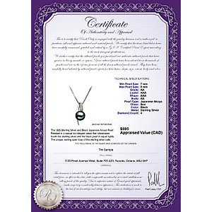 Destina Black 7-8mm AA Quality Japanese Akoya 925 Sterling Silver Cultured Pearl Pendant For Women