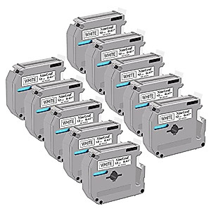 NineLeaf 10 Pack M-K231 12mm Tape M-231 MK231 1/2-Inch m Tape Compatible for Brother M231 Label Tape 0.47 Inch x 26.2 Feet 12mm x 8m Black on White Work with P Touch PT-70BM PT-M95 PT-90 PT-70