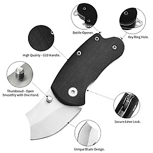 BYKCO Small Folding Pocket Knives, G10 Handle Small EDC Knife, 1.8 Inch Blade Folding Knife with Bottle Opener, Perfect EDC Tool for Women Teens Men(1 Pack, BG101)