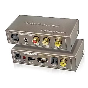Tohilkel 192KHz Multi Function Audio Converter, HDMI ARC or Toslink (Optical,SPDIF) or Coaxial to 3.5 mm Jack Stereo R/L Toslink (Optical,SPDIF) Coaxial, Support Multi Ports Output Simultaneously