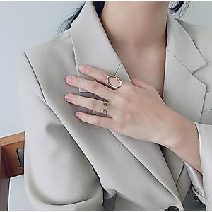 Minimalist Open Band Ring for Women Girls 925 Sterling Silver Expandable Statement Stackable Paperclip Safety Pin Toe Knuckle Eternity Rings Fashion Dainty Cute Mother's Day Jewelry Gift