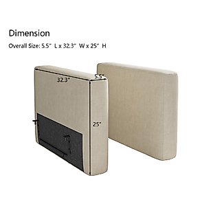 EASE MOOSE Modular Sectional Couch Armrest, Linen Modular Sofa Side Armrest Module Pair for Sectional Modular Couch Beige