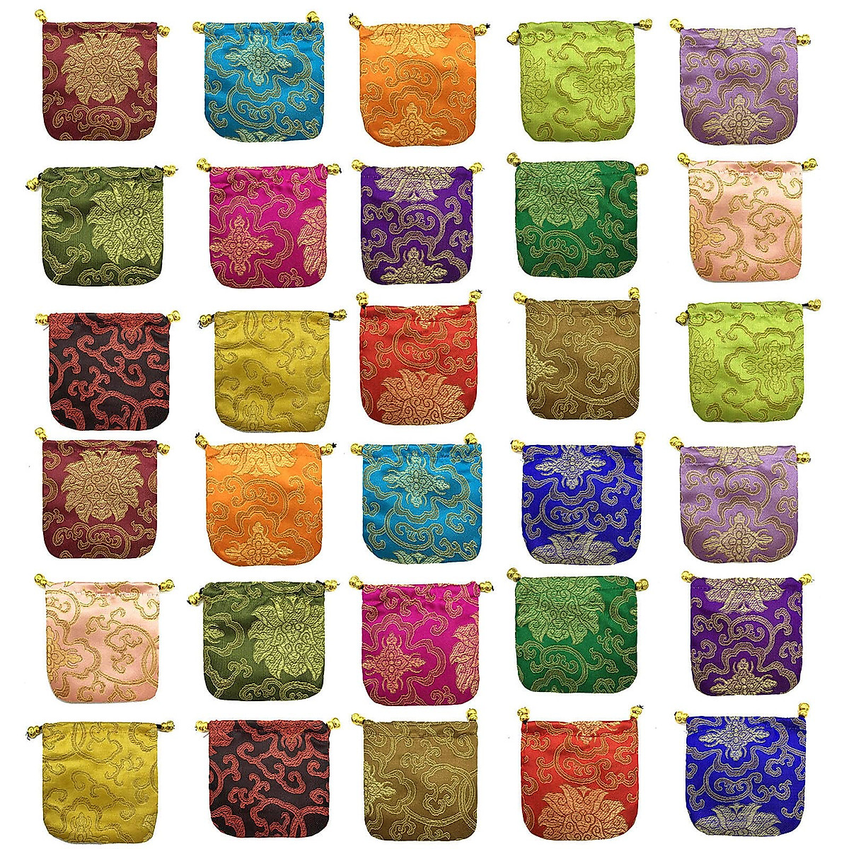 NHW Brocade Embroidery Drawstring Jewelry Bag Purse Pouch size about 4.3 * 4.3 inches