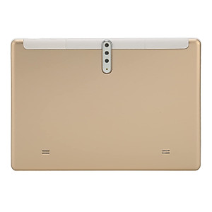 Honio 10.1 Inch HD Tablet, 4GB RAM 64GB ROM Calling Tablet 2.4G 5G WiFi 100-240V Gold, 12 for Office (US Plug)