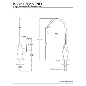Kingston Brass Gourmetier KS3191NFL NuWave French Single Handle Water Filtration Faucet, Polished Chrome,4-3/4 inch spout reach